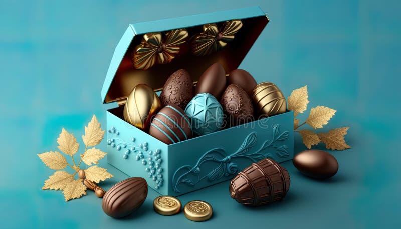 A Beautiful Gift Box with Easter Chocolate Eggs Stock Illustration ...