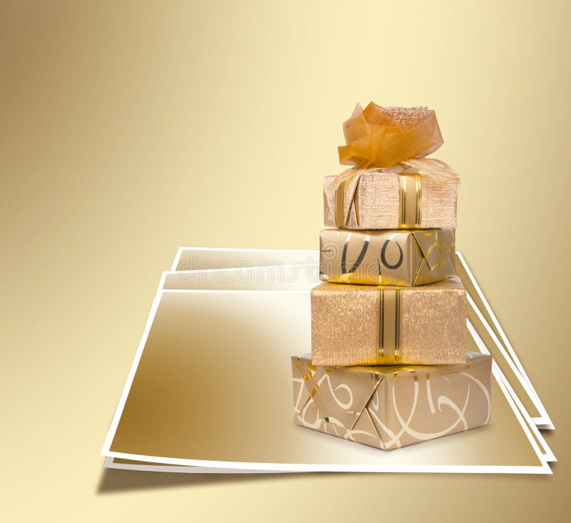 Beautiful Gift Box in Gold Paper Stock Image - Image of blank, february ...