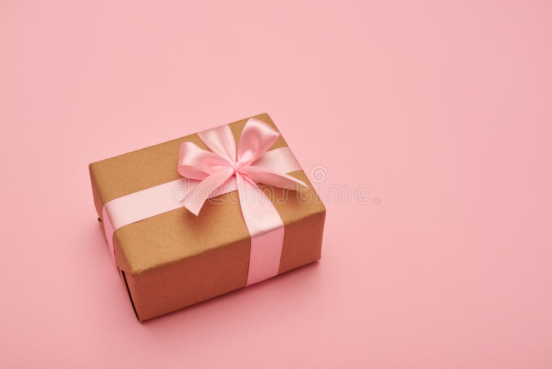 Beautiful Gift Box Lying on Pink Flatlay Stock Image - Image of concept ...