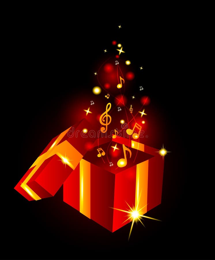 Beautiful Gift Box with Musical Notes Stock Vector - Illustration of ...