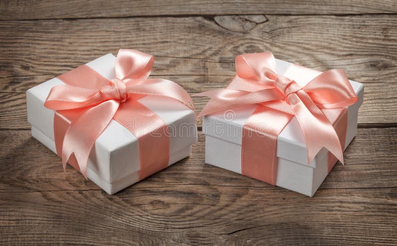 Beautiful Gift Box with a Pink Bow Stock Image - Image of closeup ...