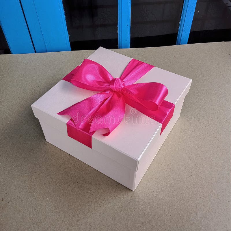 Beautiful Gift Box with Pink Ribbon Stock Photo - Image of beautiful ...