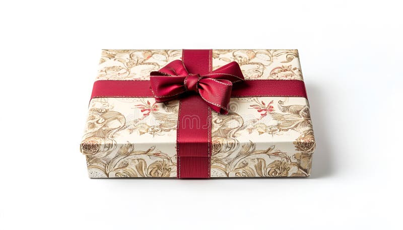 Beautiful Gift Box with Red Bow Isolated on White Stock Photo - Image ...