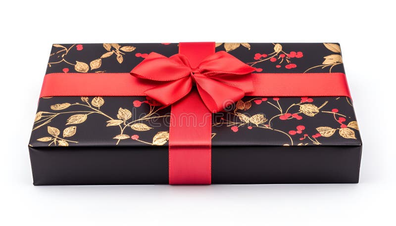 Beautiful Gift Box with Red Bow Isolated on White Stock Image - Image ...