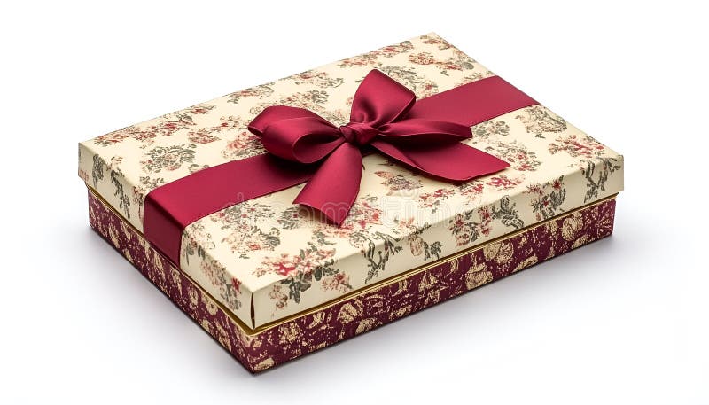 Beautiful Gift Box with Red Bow Isolated on White Stock Image - Image ...