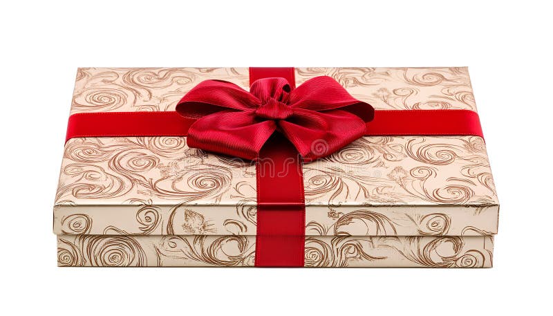 Beautiful Gift Box with Red Bow Isolated on White Stock Image - Image ...