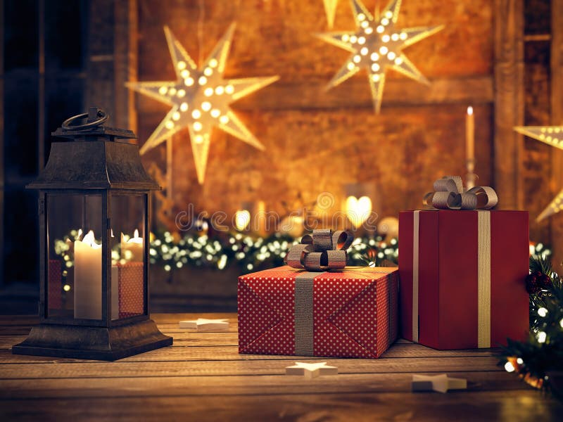 Beautiful Gift Boxes Wrapped in Paper with Gold and Pink Ribbon on a ...