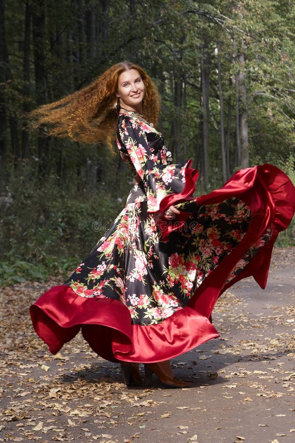 Beautiful Ginger-haired Girl in Gypsy Suit Stock Photo - Image of lock ...