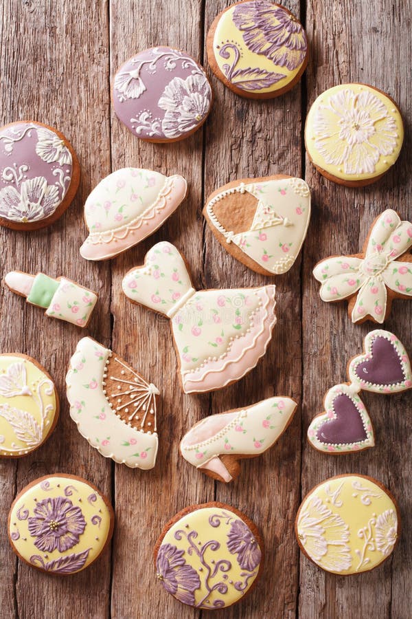 Beautiful Gingerbread for the Girl Close-up. Vertical Top View Stock ...