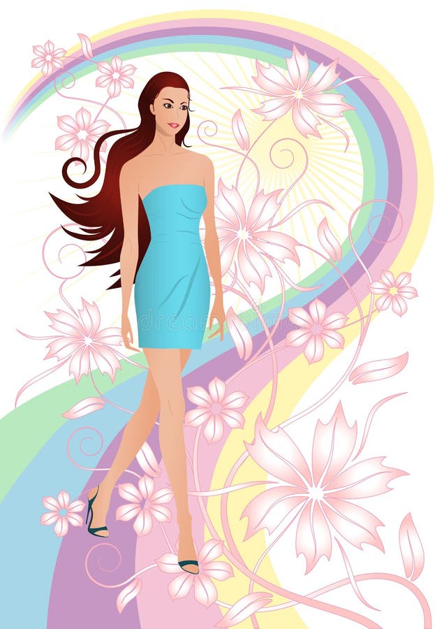 Vector Fashion Cute Happy Girl Stock Vector - Illustration of ...
