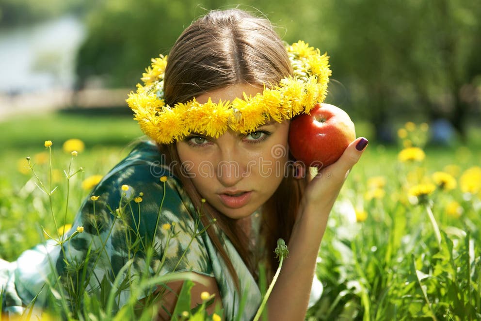 The beautiful girl stock photo. Image of evil, dandelions - 14477836
