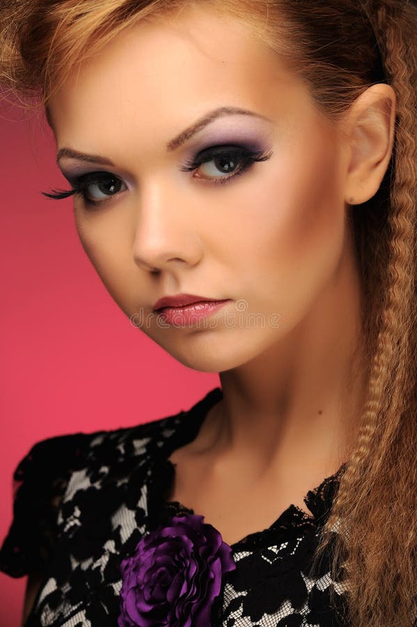 Beautiful girl stock photo. Image of makeup, hairdo, facial - 26770466