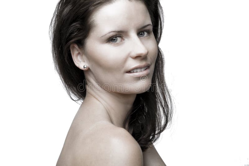 Three Quarter View of Smiling Young Woman Stock Image - Image of ...