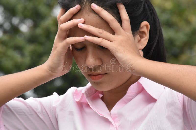 A Beautiful Girl and Anxiety Outdoors Stock Image - Image of juvenile ...