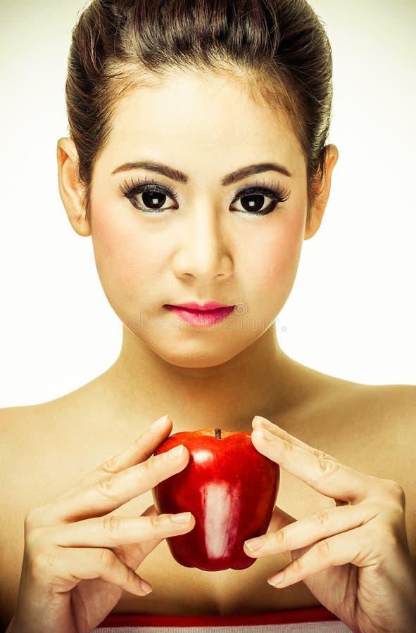 Beautiful Girl with an Apple Stock Photo - Image of glamour, girl: 48795960