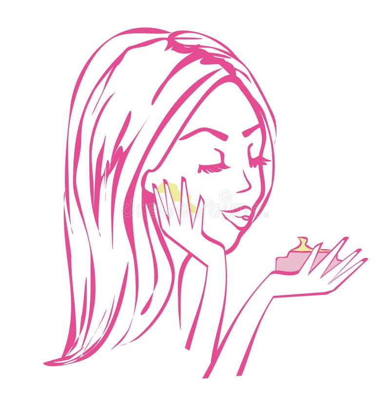 Beautiful Girl Applying Cream Stock Vector - Illustration of applying ...