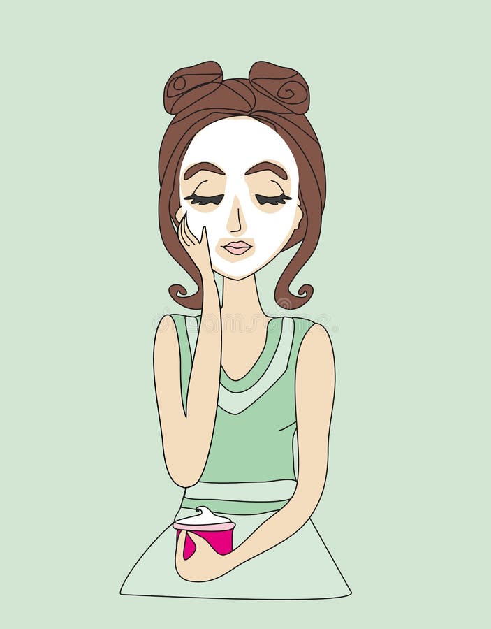 Beautiful Girl Applying Cream Stock Vector - Illustration of mask ...