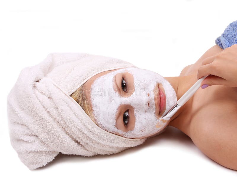 Beautiful Girl Applying Spa Mask on Face Stock Image - Image of health ...