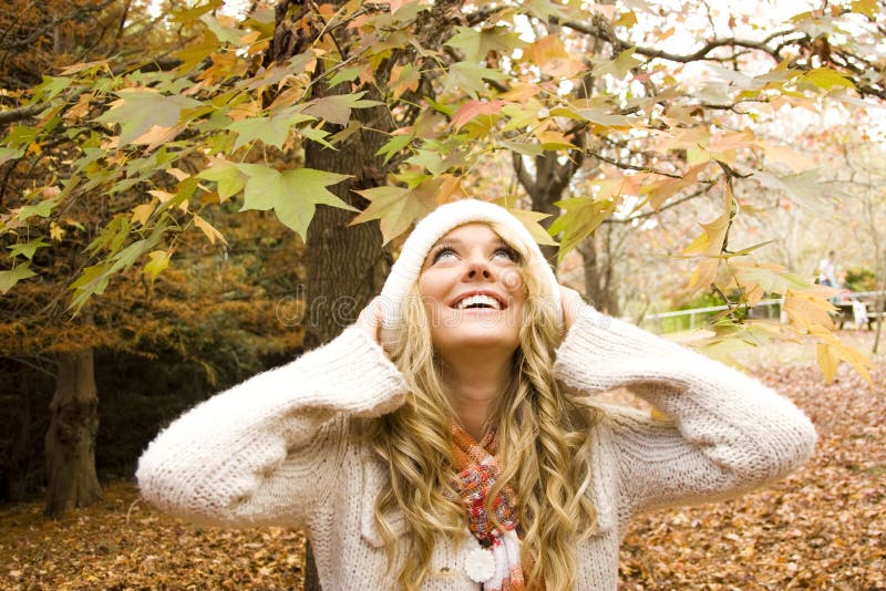 Beautiful Girl in the Autumn Fall Stock Image - Image of adorable ...