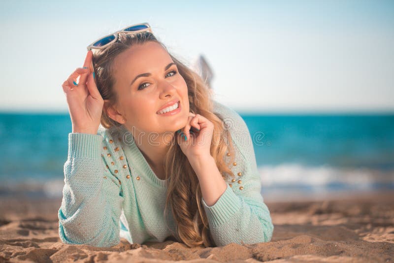 Beautiful Girl on the Beach Stock Image - Image of sunglasses, ocean ...
