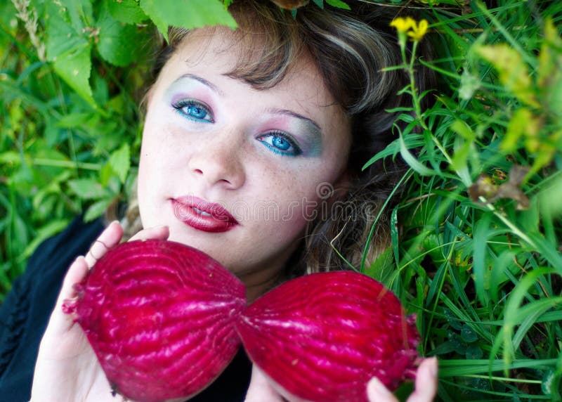 Beautiful Girl with the Beets Stock Image - Image of eating, food: 12053443