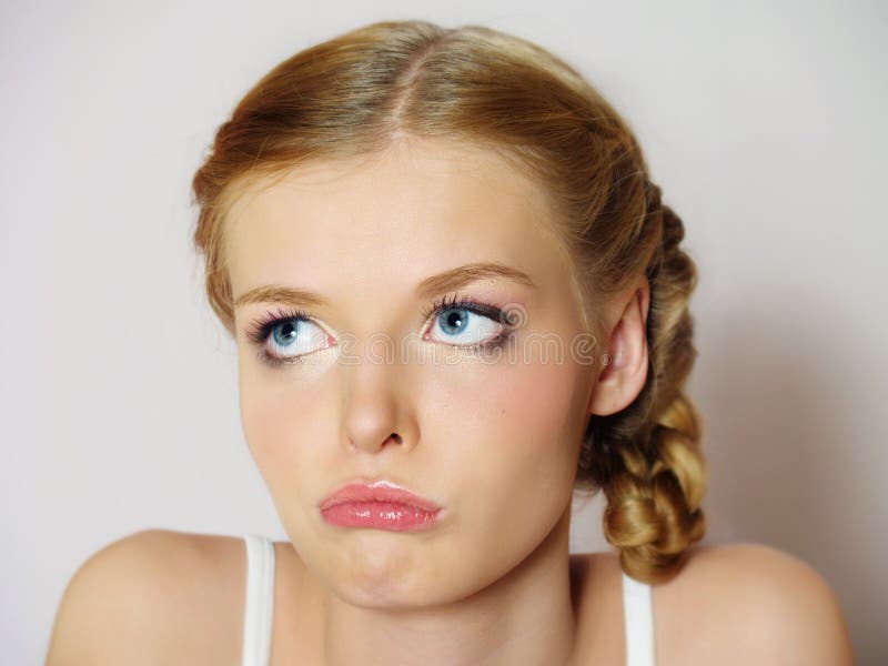 Beautiful Girl with the Big Sad Eyes is Upset Stock Image - Image of ...