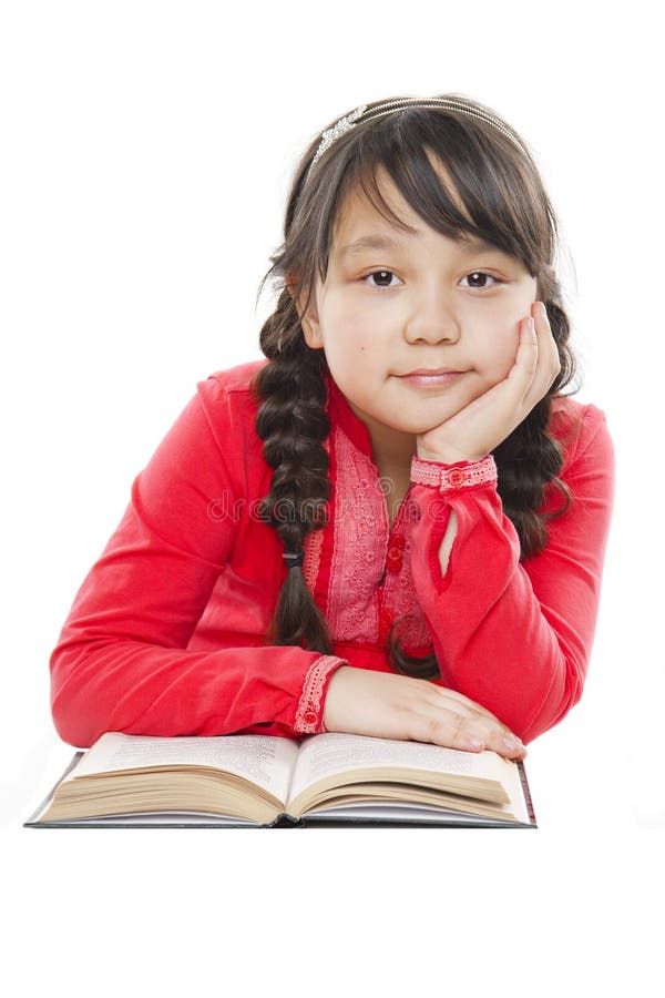 Beautiful girl with a book stock image. Image of child - 23043809