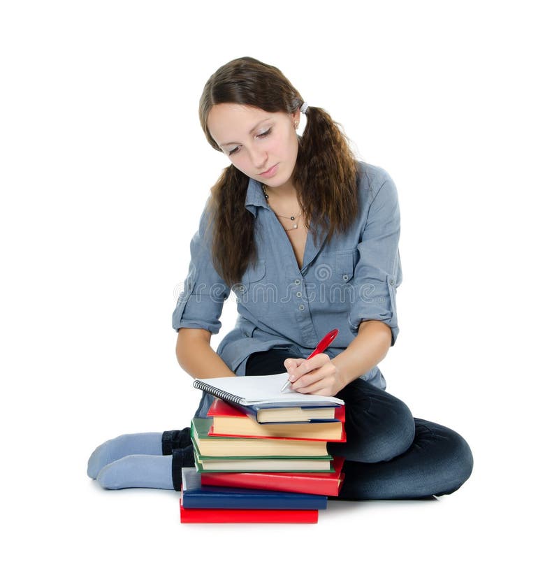 The Beautiful Girl with Books Stock Photo - Image of female, color ...