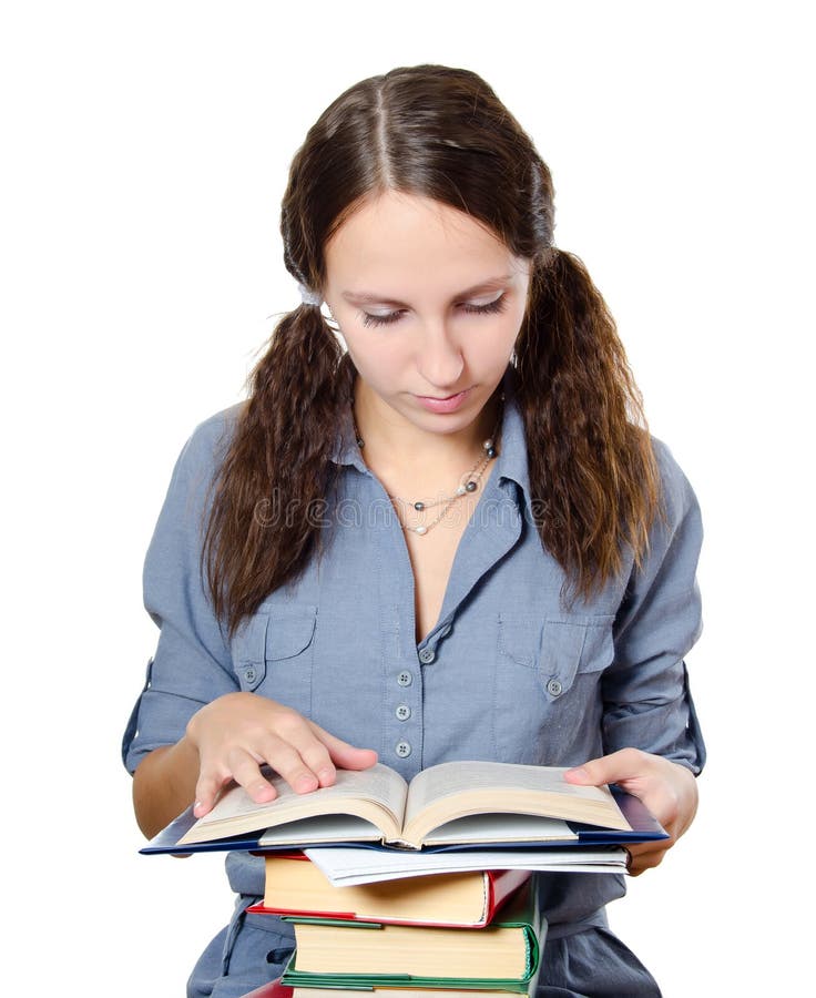 The Beautiful Girl with Books Stock Photo - Image of color, schoolchild ...