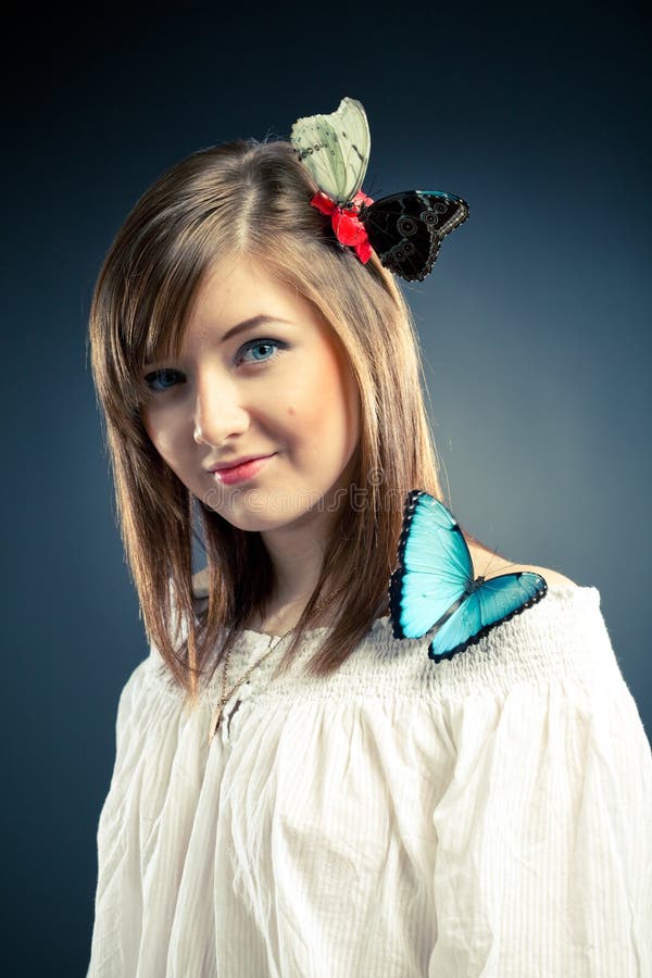 Girl and butterfly stock photo. Image of style, beauty - 13483504