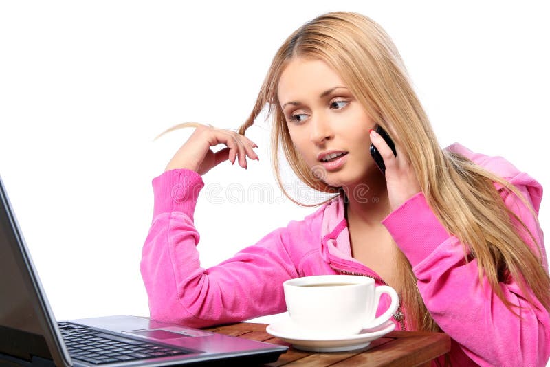 Beautiful Girl Calling by Phone Stock Photo - Image of caucasian ...