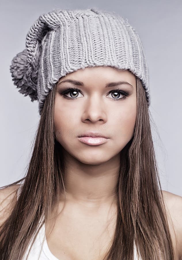 Beautiful girl in a cap stock photo. Image of eyes, people - 35690912