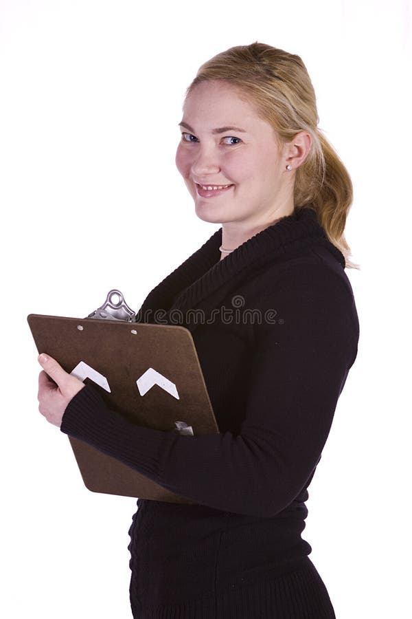 Beautiful Girl with a Clipboard Stock Image - Image of caucasian ...