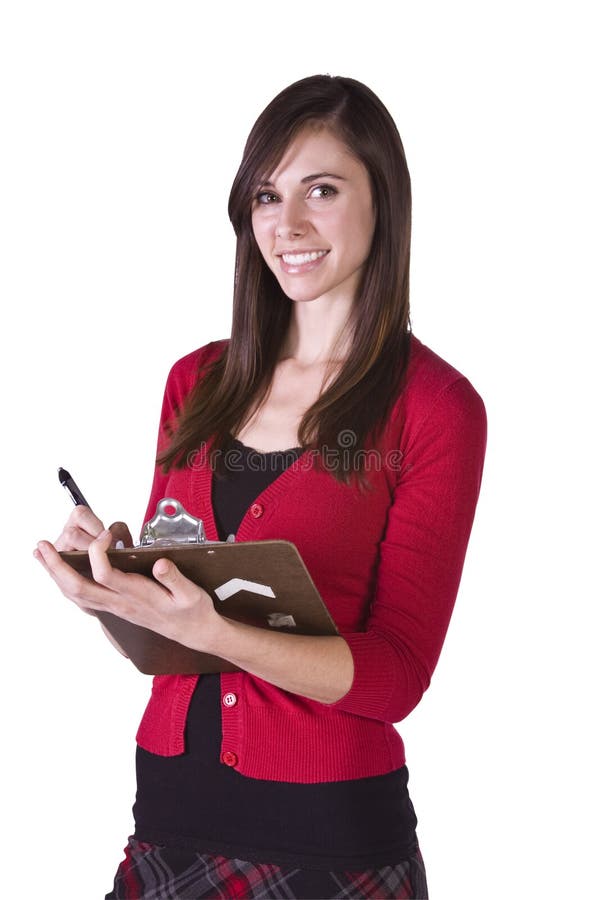 Beautiful Girl with a Clipboard Stock Photo - Image of holding, smile ...