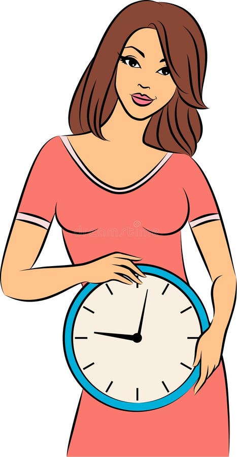 Beautiful girl with clock stock vector. Illustration of arrow - 21640482