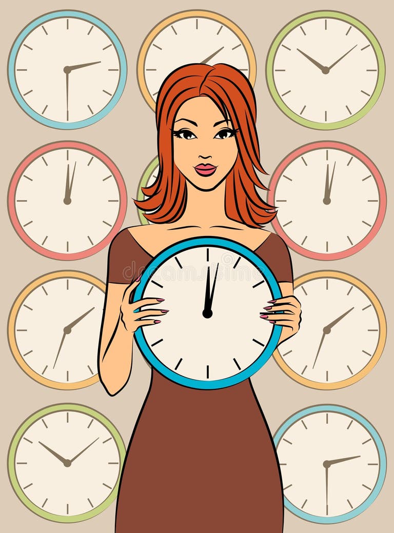 Beautiful Girl Clock Stock Illustrations – 1,571 Beautiful Girl Clock ...