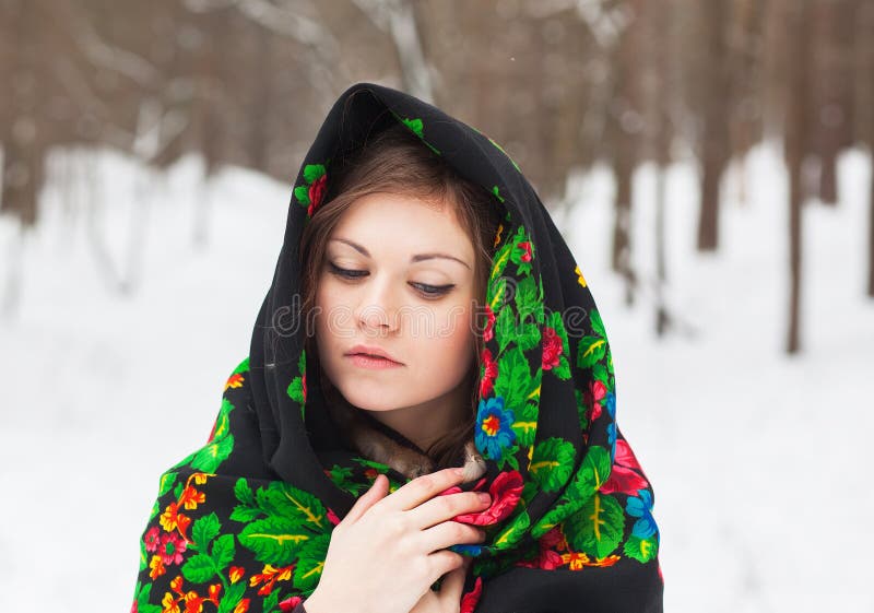 Beautiful Girl in a Cloth with Patterns Stock Photo - Image of hair ...