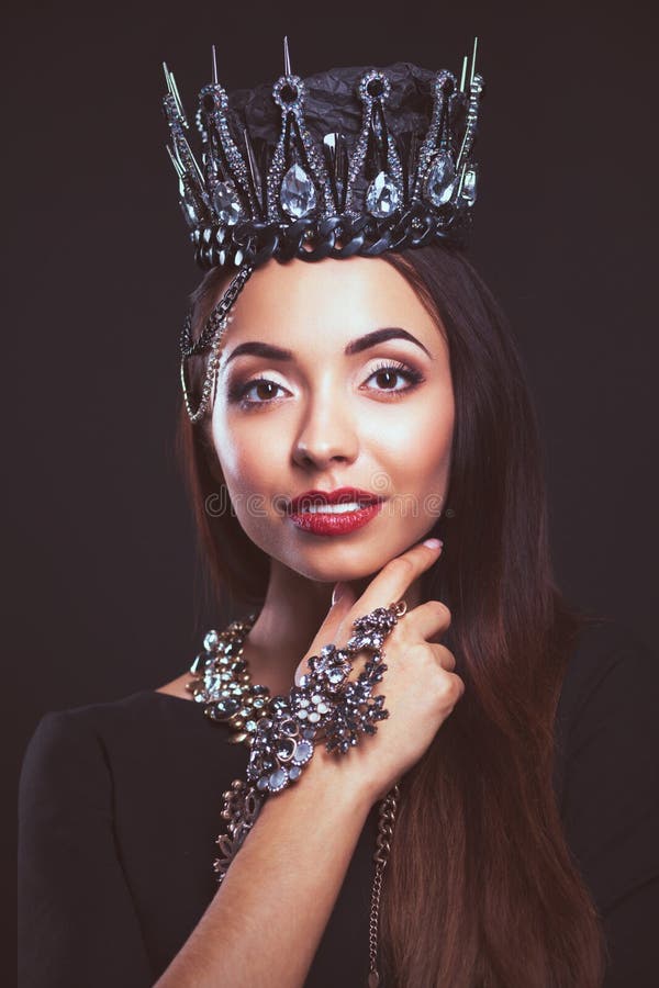 Beautiful girl in a crown stock photo. Image of lipstick - 78590082
