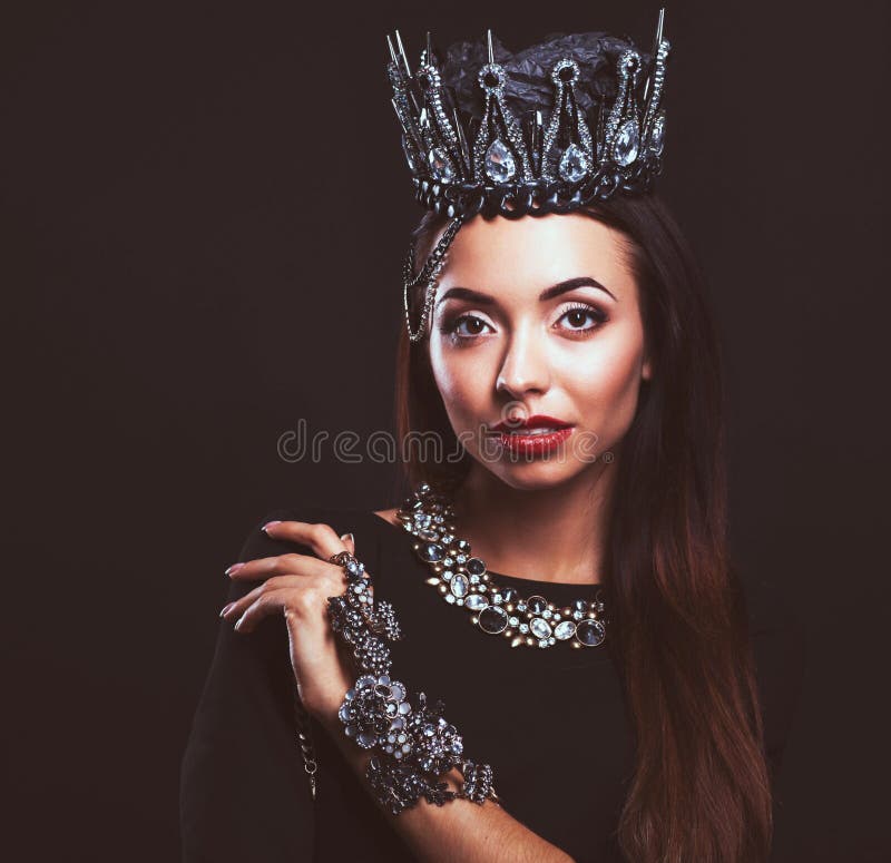 Beautiful girl in a crown stock image. Image of desire - 81507389