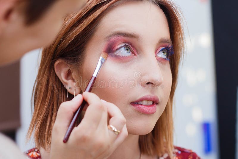 Beautiful Girl Doing Make Up, Make Up Artist Work Stock Photo - Image ...