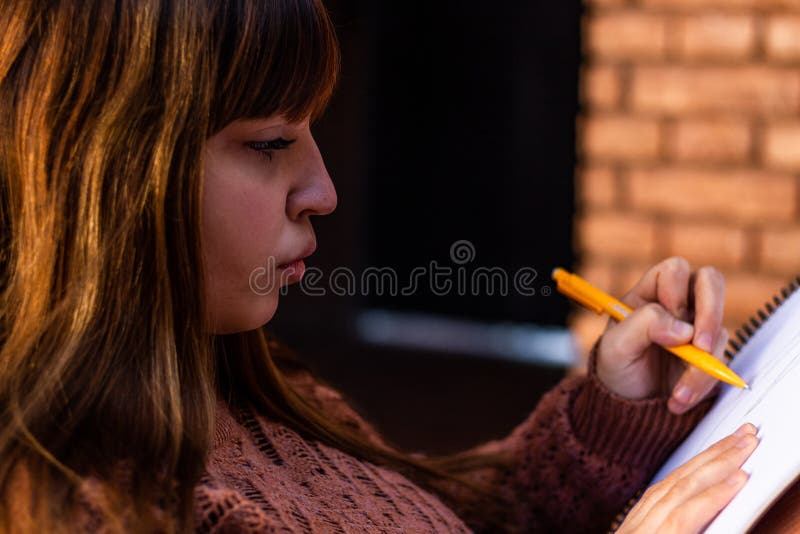 Beautiful Girl Drawing in Peace Multiple Sketches Stock Photo - Image ...