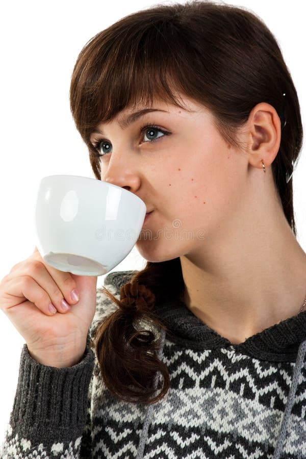 Beautiful Girl Drinking Tea Stock Photo - Image of lunch, holding: 17137672