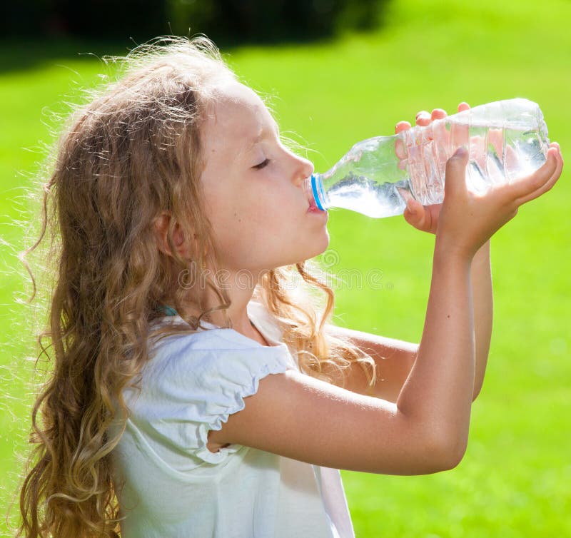 Girl Drinking Water from Glass Stock Photo - Image of drinking, thirsty ...