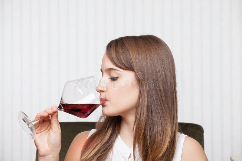 Beautiful Girl Drinking Wine Stock Image - Image of cute, gathering ...
