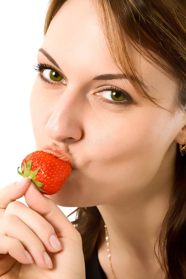 Young Man Eating Strawberry Closeup Stock Image - Image of closeup ...