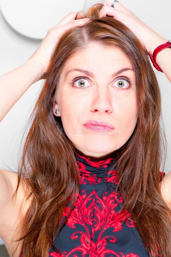 Beautiful Girl Expresses Emotions, Studio Shot Stock Photo - Image of ...