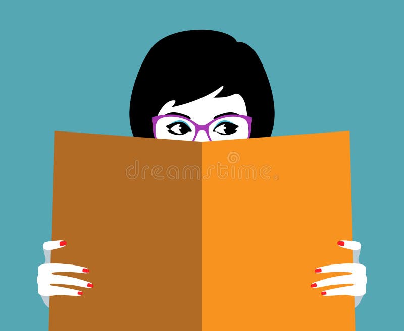 Beautiful Girl Face Behind Big Book Stock Illustrations – 3 Beautiful ...