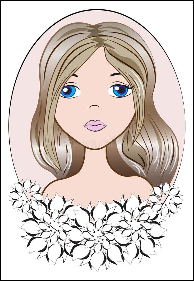 Flower girl face stock vector. Illustration of princess - 96343987