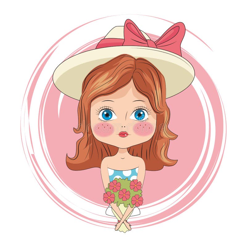 Beautiful Girl Face Cartoon Stock Vector - Illustration of isolated ...