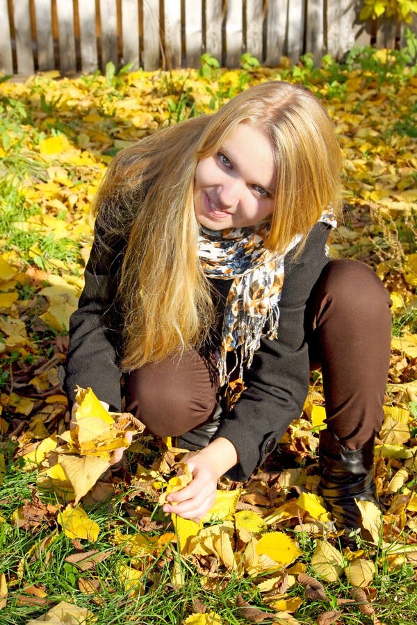 Beautiful Girl with Fall Leaves Stock Image - Image of season, teen ...